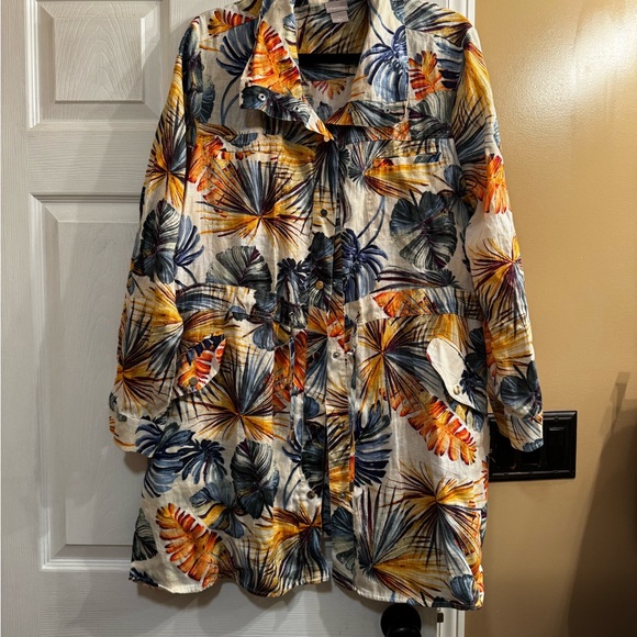 Chico's | Jackets & Coats | Ladies Size 4 Chicos Linen Tropical Print ...